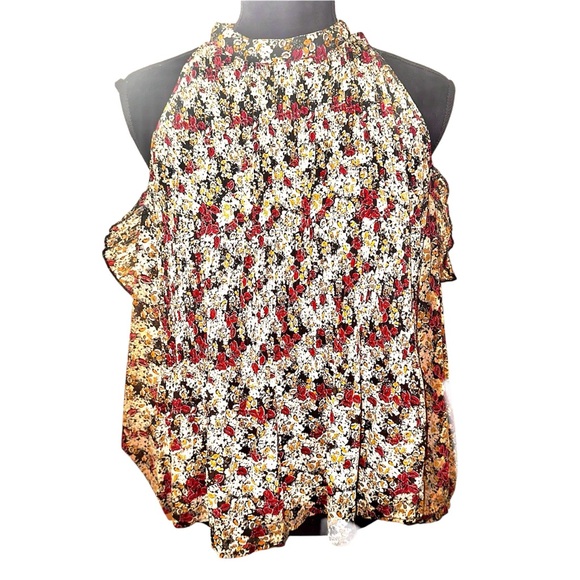 Zara | Tops | Zara Basic Blouse Size M Cold Shoulder Floral Print ...